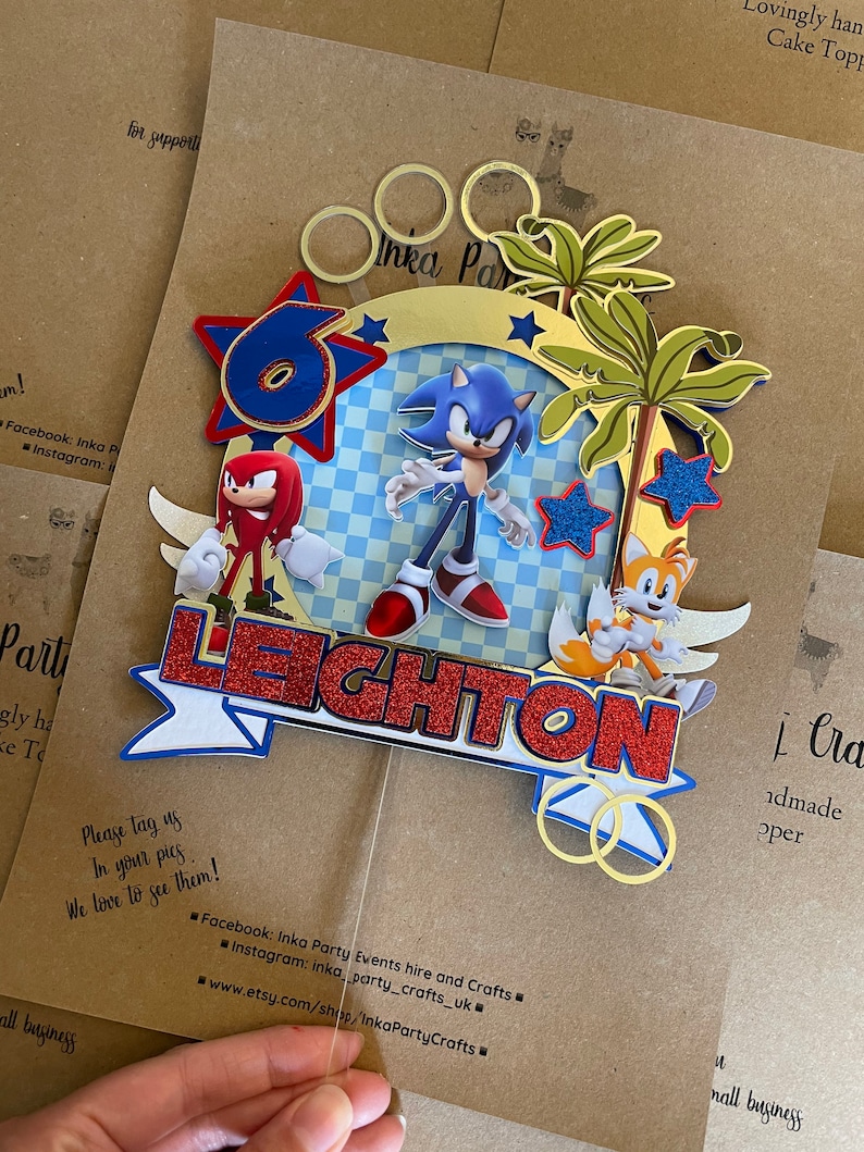 Sonic Hedgehog Inspired Cake Topper | 3D Sonic Cake Topper | Sonic ...
