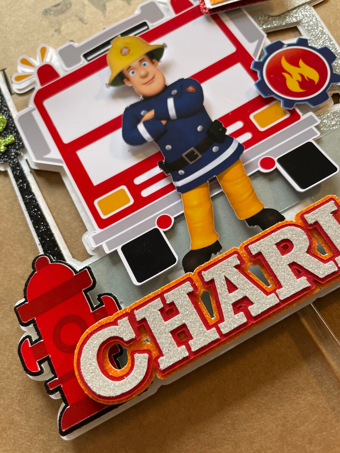 Fireman Inspired Cake Topper Handmade Personalised Cake | Etsy UK