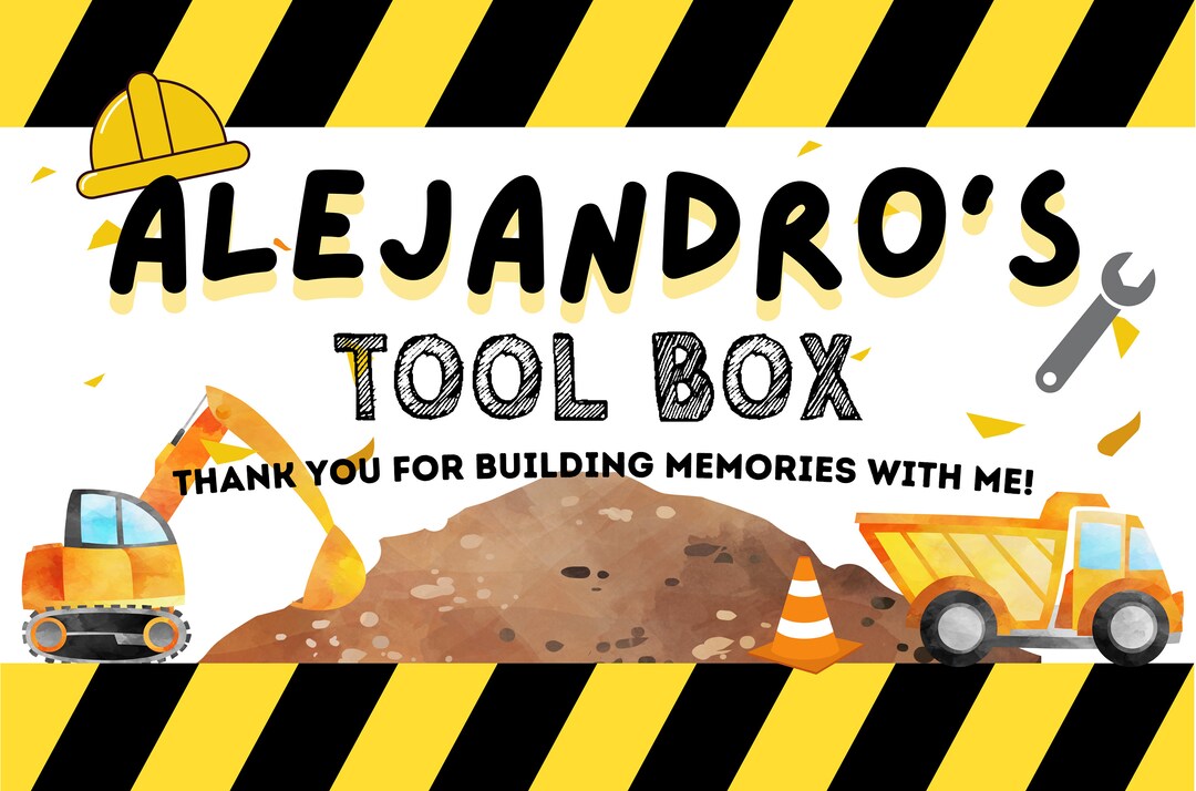 Printable Digger Construction Label for Party Boxes | DIGITAL DOWNLOAD ...