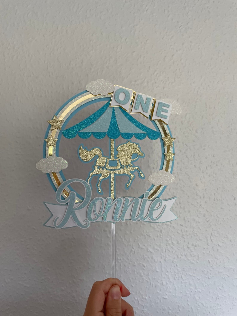 Carousel Cake Topper | Handmade 3D | First Birthday | Personalised | 3D ...