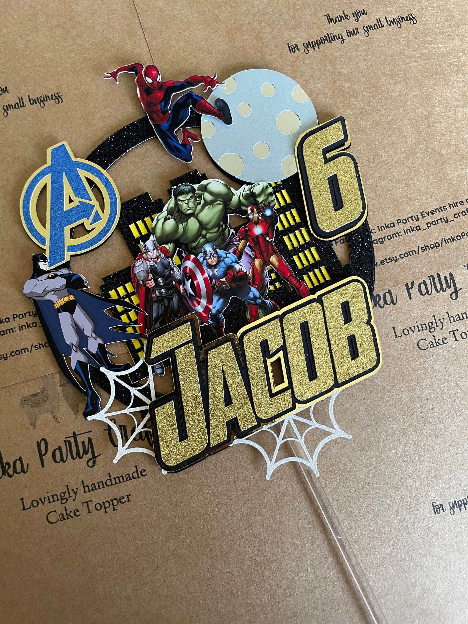 Gold 3D Super Heroes Cake Topper Avengers Handmade - Etsy UK