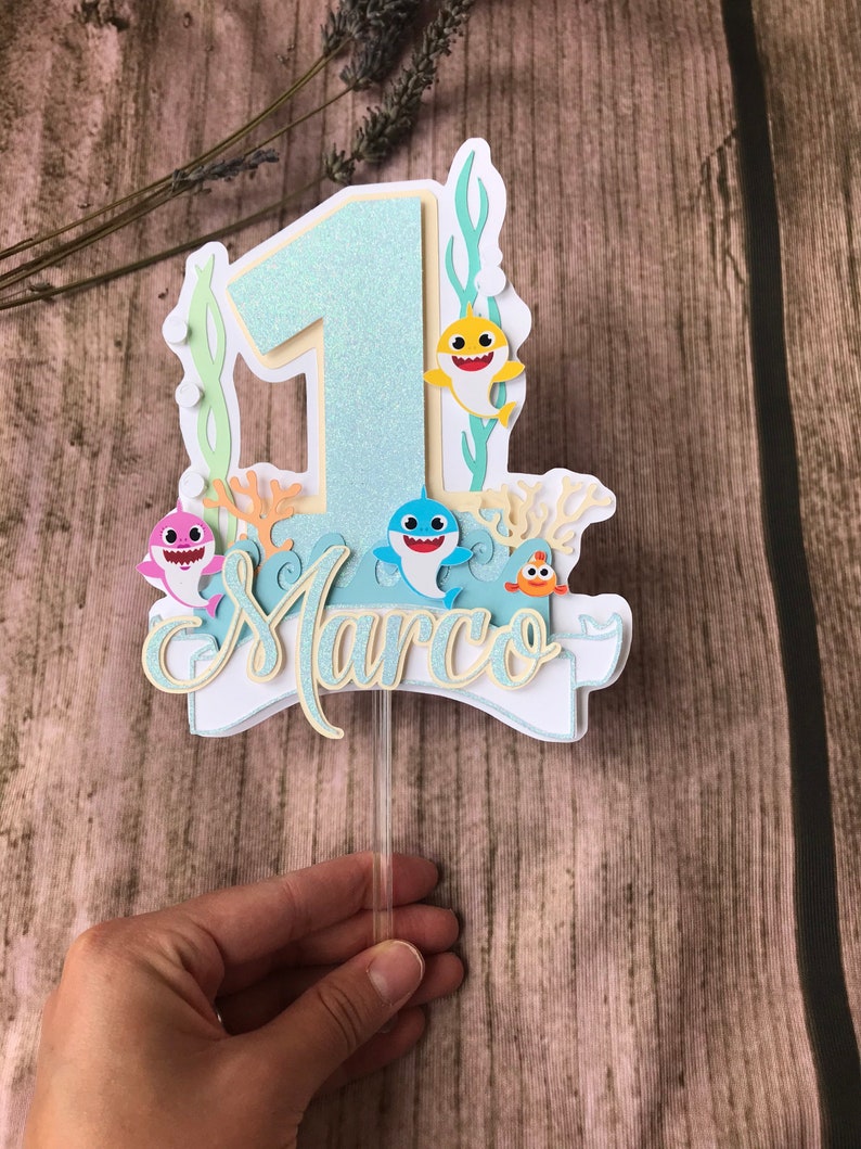 Baby Shark Cake Topper Baby Shark Party Decorations First - Etsy