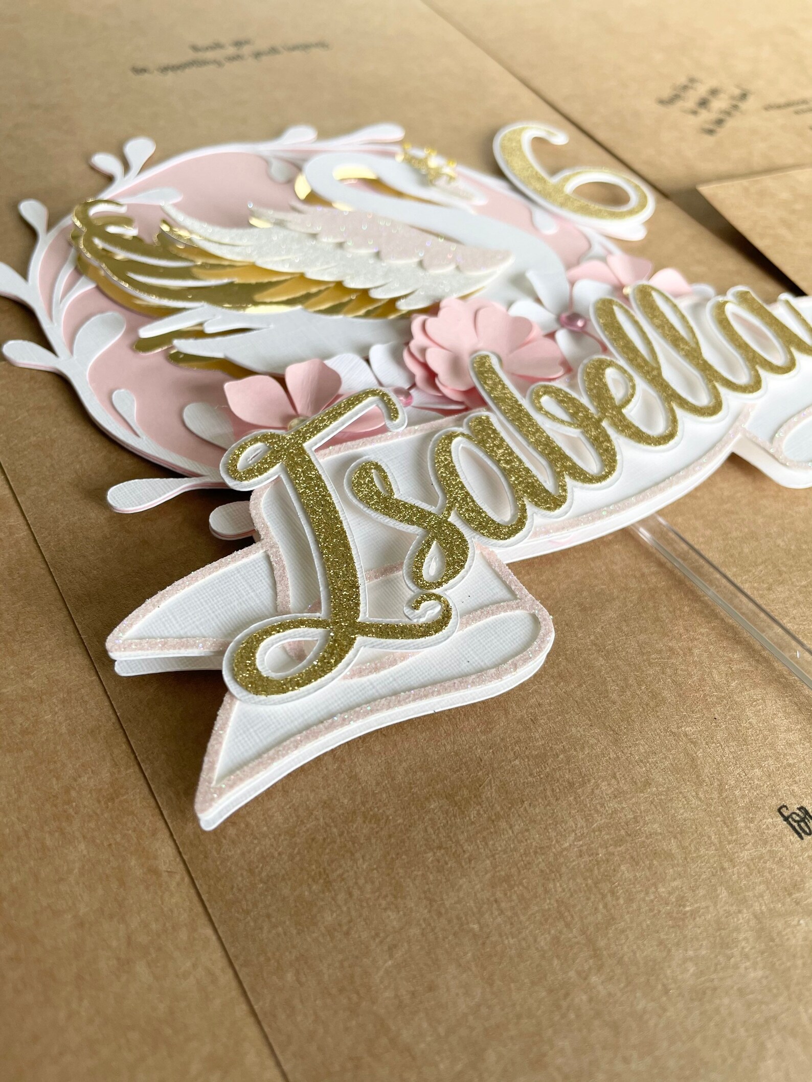 Swan cake topper Cake decoration Pink and gold Handmade | Etsy