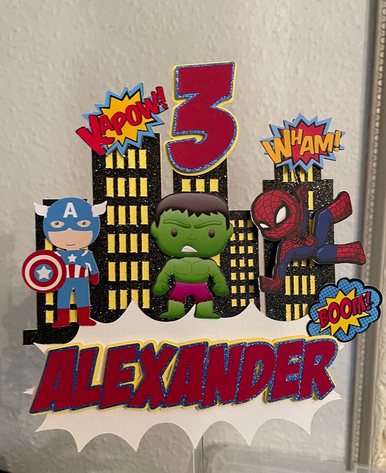 3D Super Heroes Cake Topper Avengers Personalised Handmade | Etsy