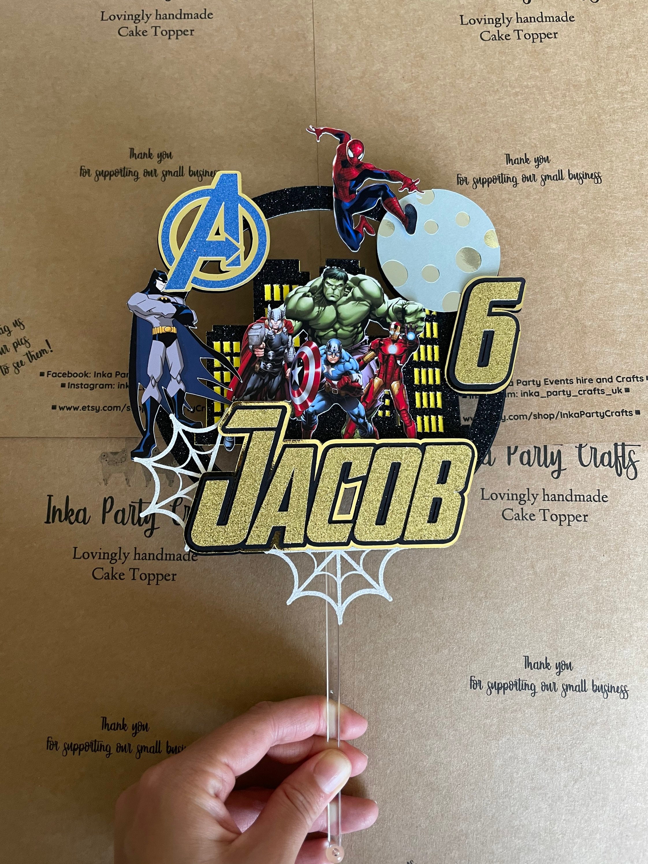 Gold 3D Super Heroes Cake Topper Avengers Handmade - Etsy UK