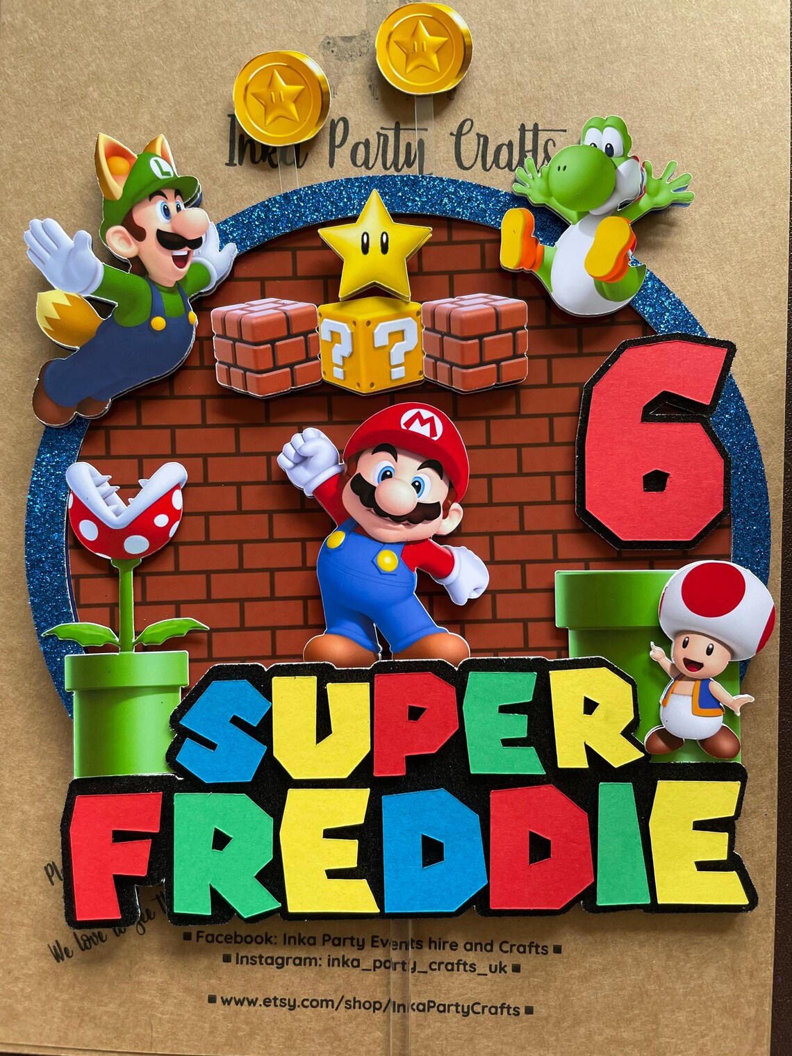 Super Mario Bros Cake Topper | Handmade Mario Bros Cake Topper | Party ...
