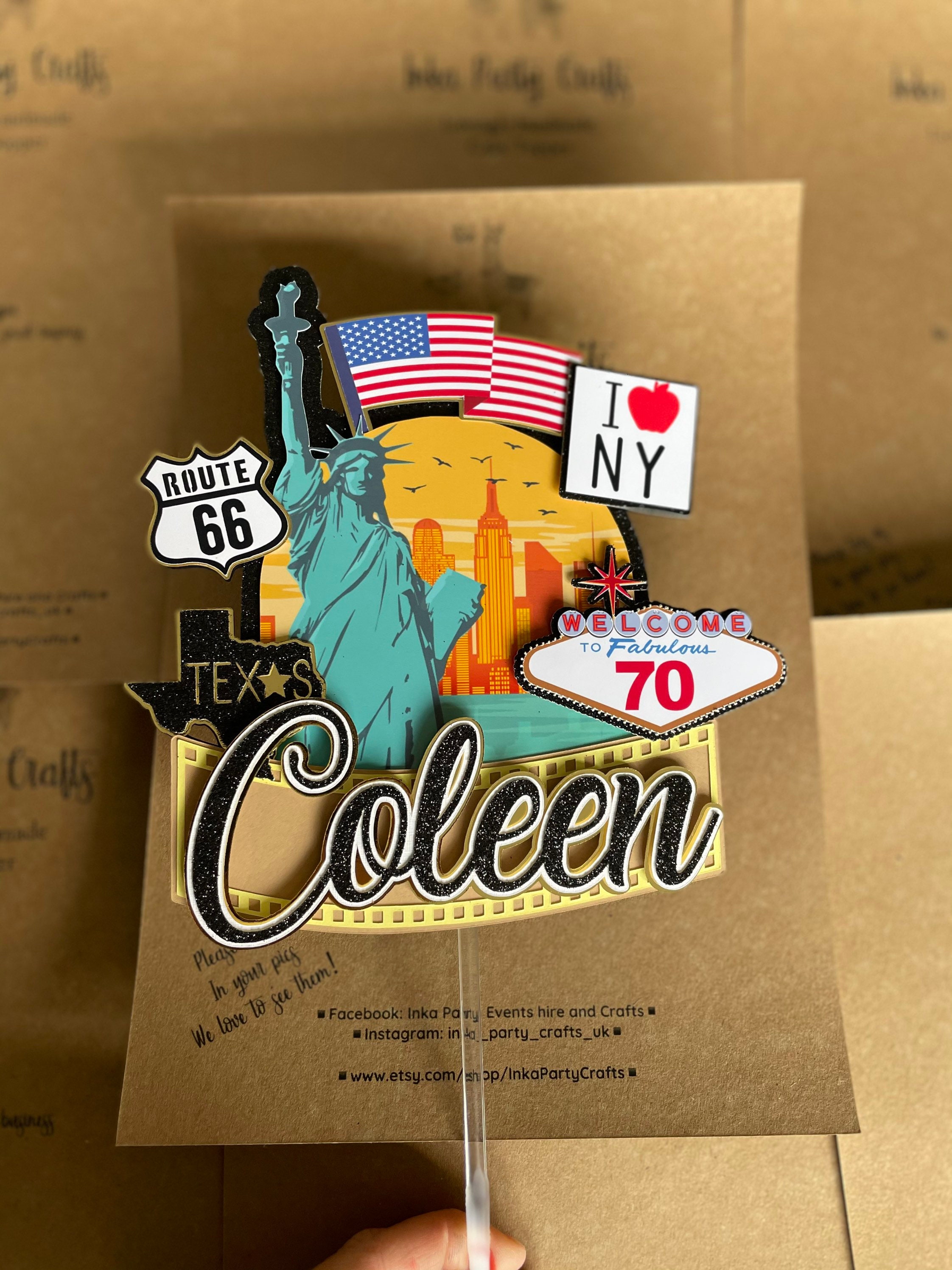 New York Cake Topper Handmade 3D USA Personalised 3D - Etsy