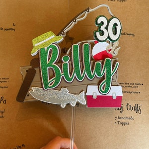 Fishing Inspired Cake Topper Handmade Personalised Cake Decoration ...