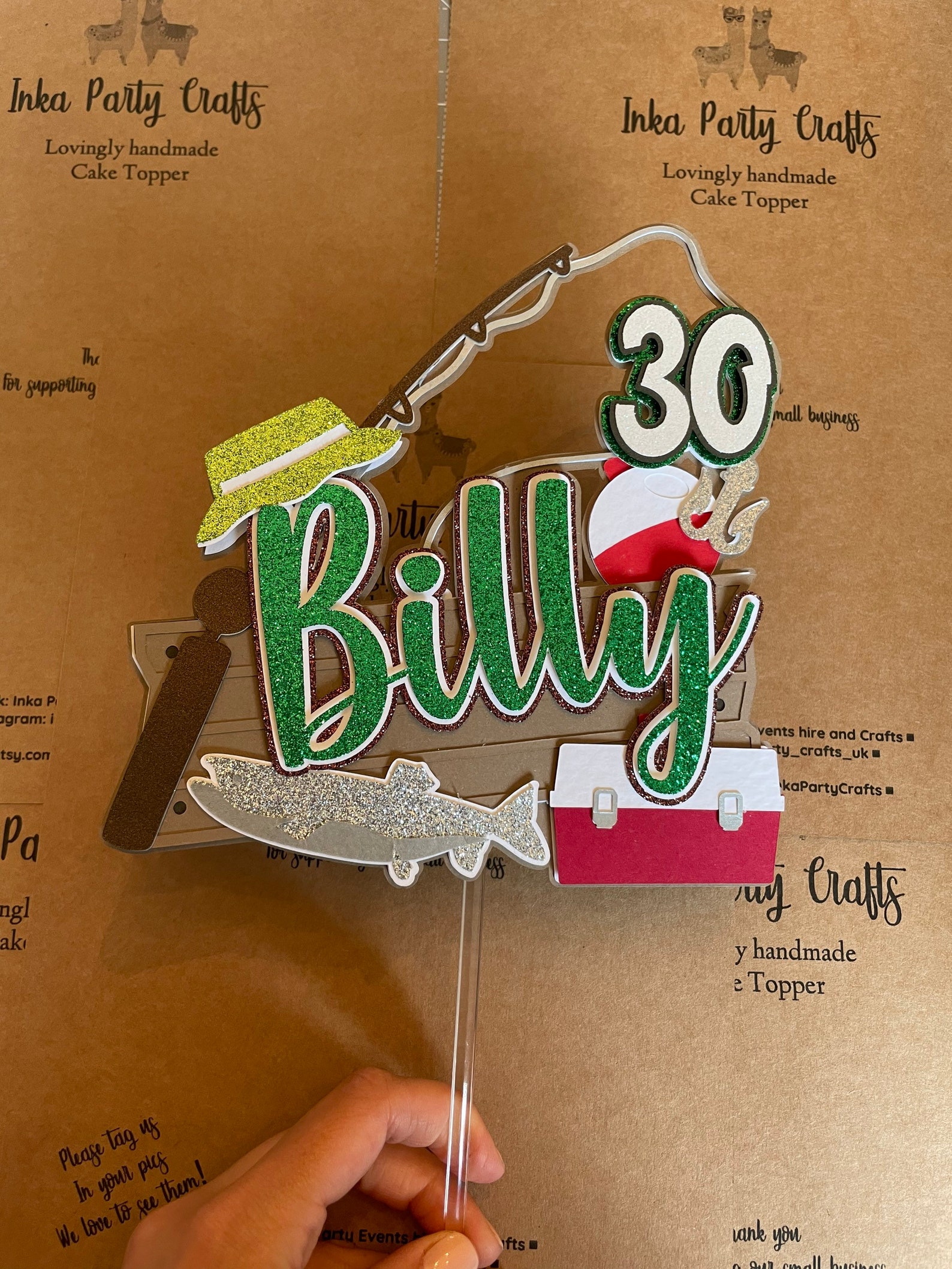 Fishing Inspired Cake Topper Handmade Personalised Cake - Etsy