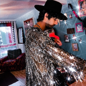 Silver Rain Drops Silver Sequin Cape Silver Tinsel Jacket Silver Fringe ...