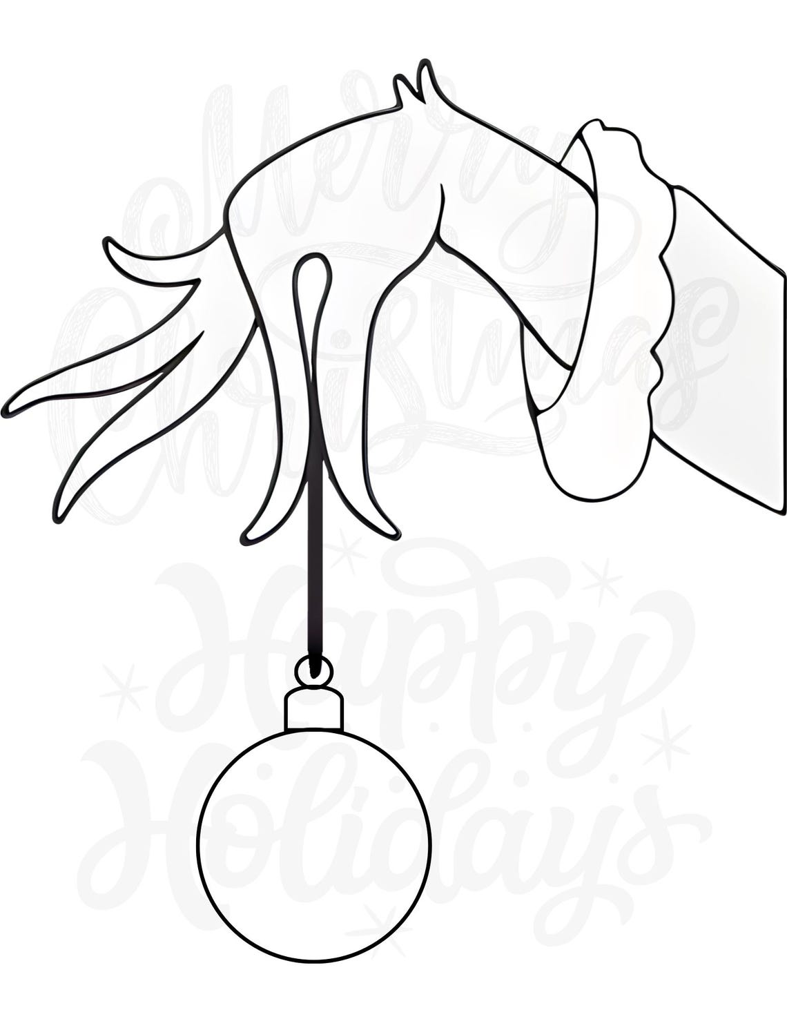 Grinch Hand Silhouette Outline Christmas Display for Windows or ...