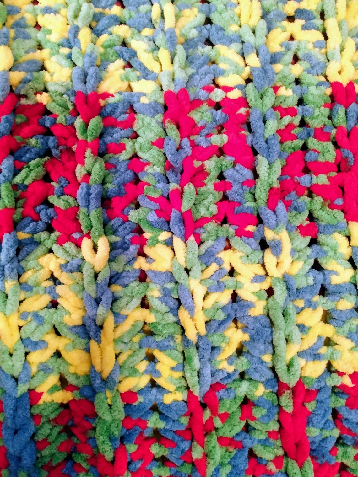 Colorful Braided Knit Baby Blanket | Hand-knit - Etsy