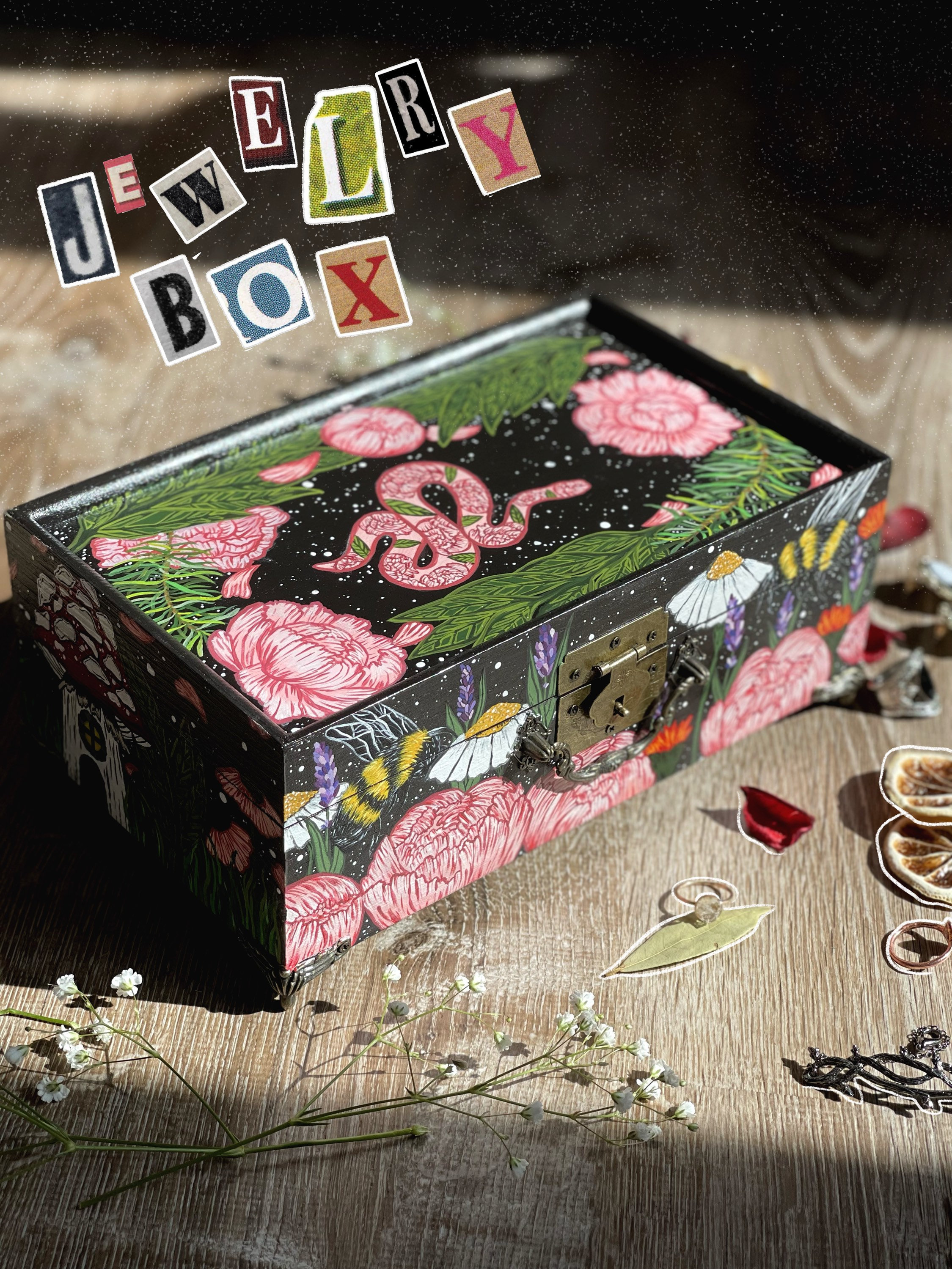Hand Painted Jewelry Box - Magical Jewelry Box - Cottage Core- Painted ...