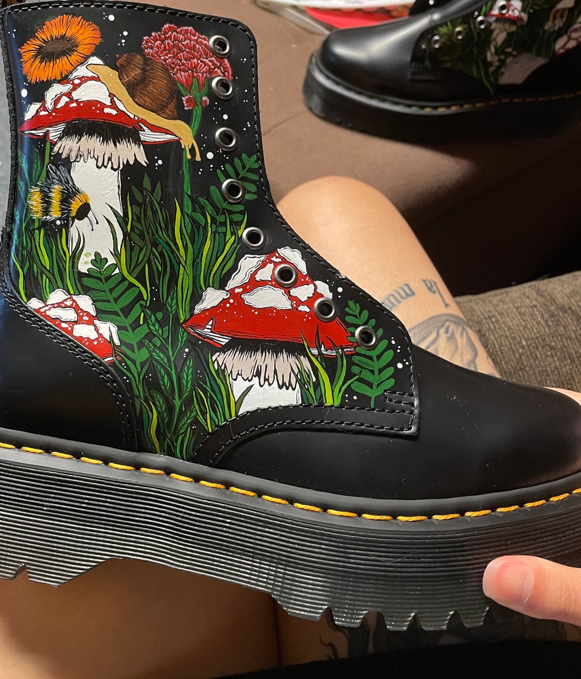 Custom Hand Painted Doc Martens • Cottage Core Boots • Magical Boots ...