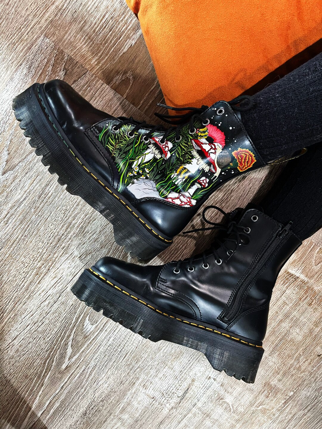 Custom Hand Painted Doc Martens • Cottage Core Boots • Magical Boots ...