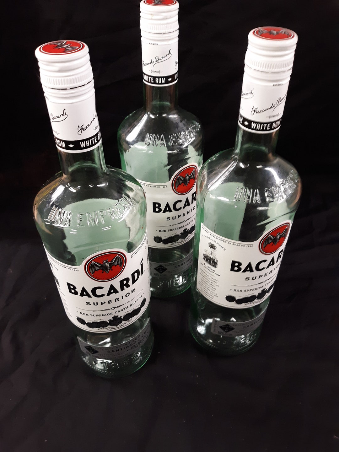 1 or 3 or 6 or 12 Empty Bacardi Liter Bottles With Caps - Etsy