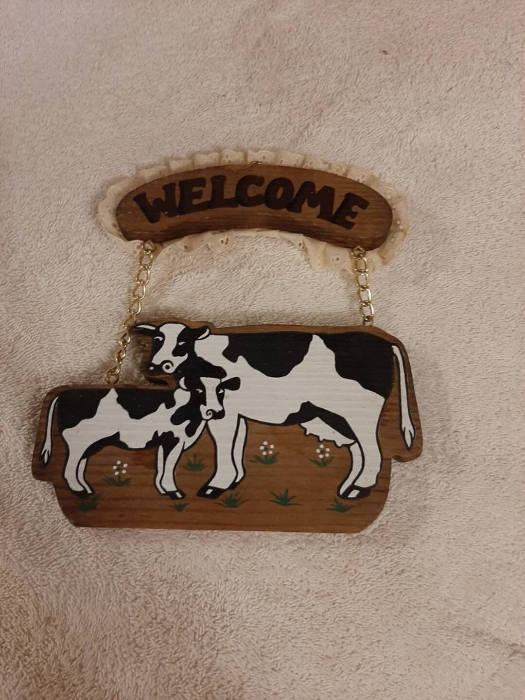 Cow Wood Welcome Sign - Etsy