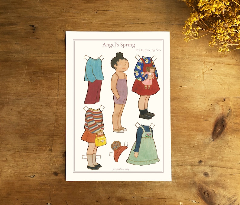 Printable Paper Doll / Angels Spring / A4 / Digital Download | Etsy