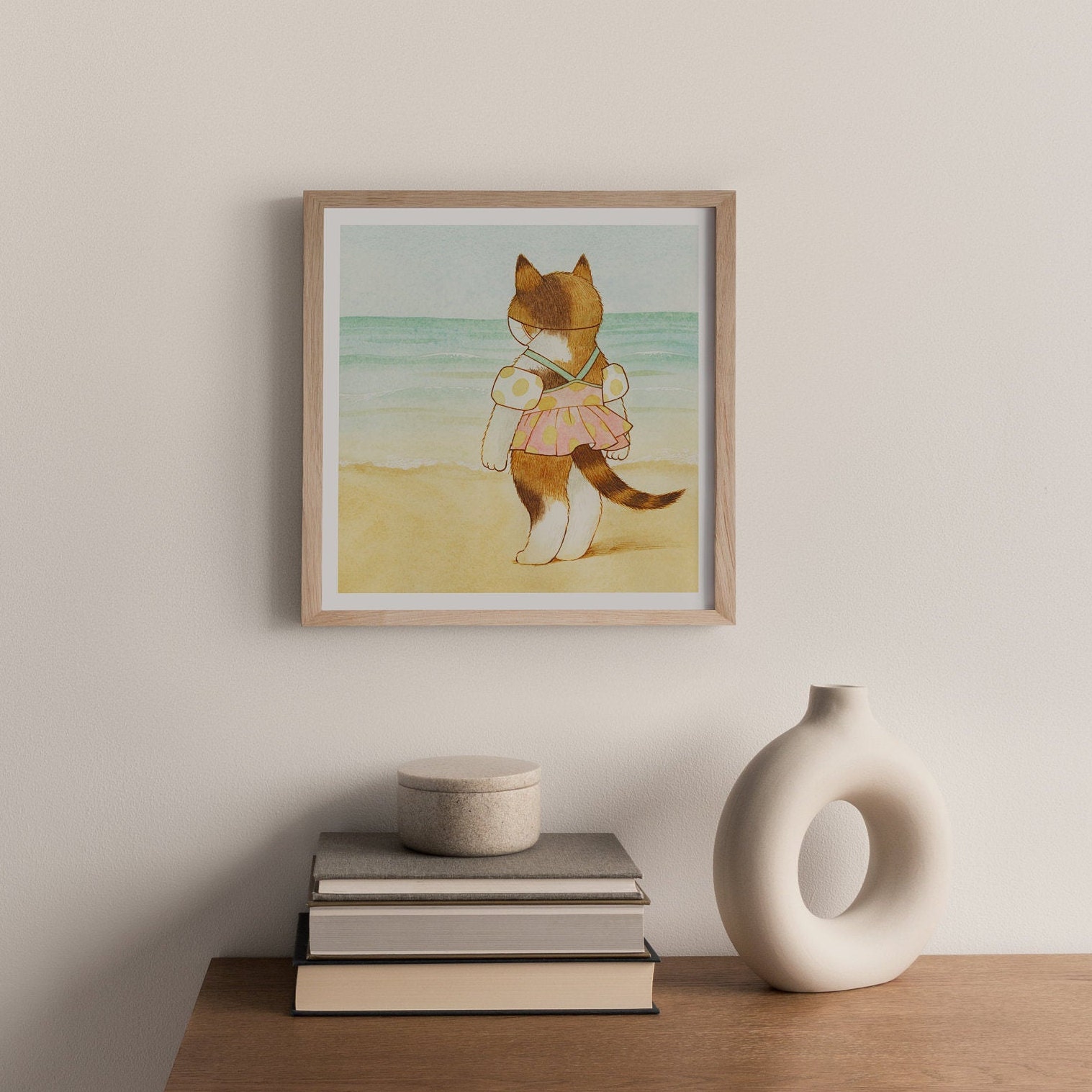 Summer Holiday Cat Artwork Illustration Cat Kids Room - Etsy