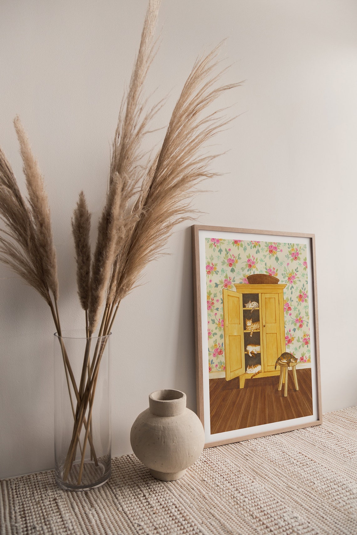 Printable Cat Artwork / Floral Illustration / Illustration Print ...