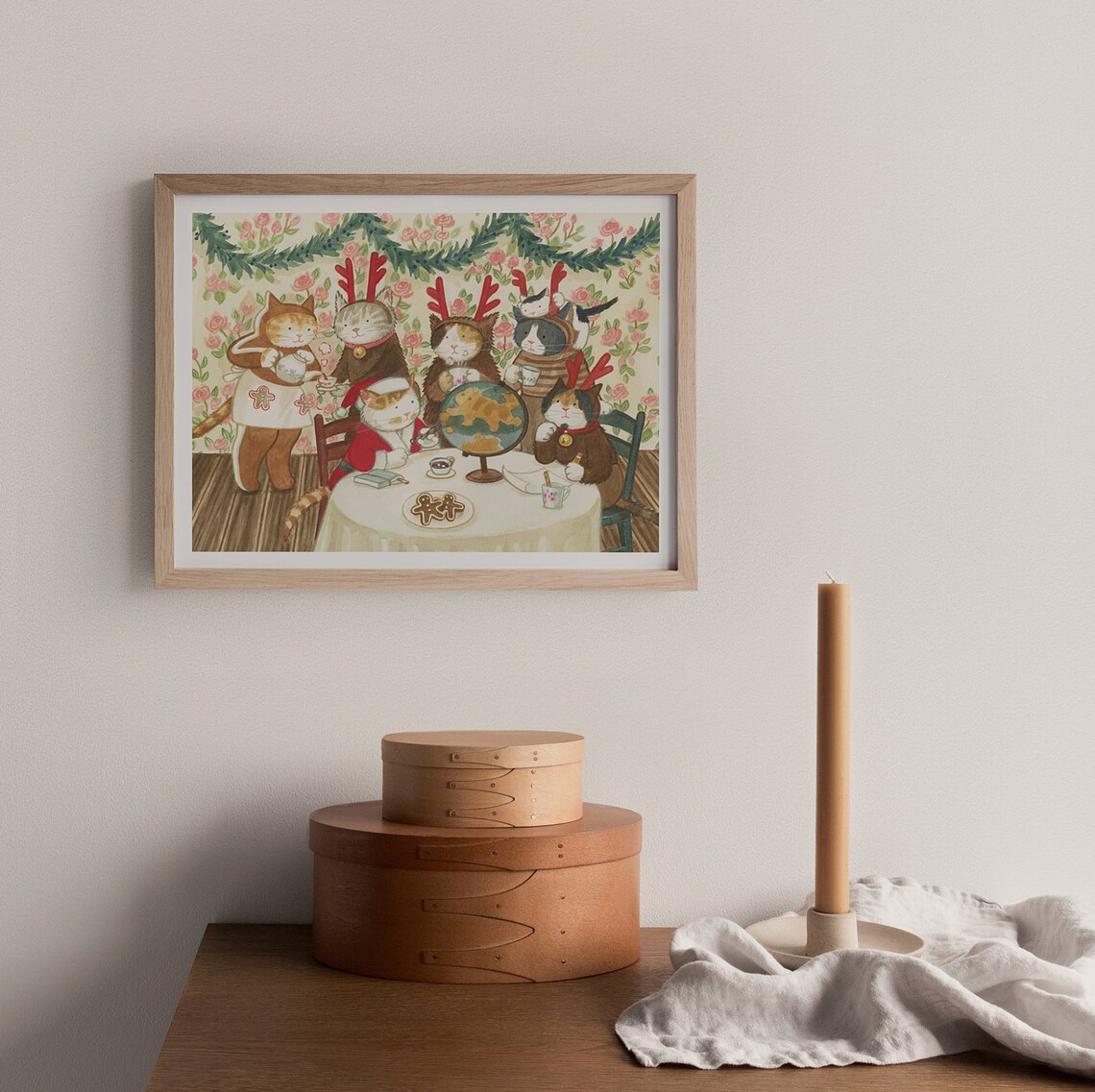 Christmas Party, Cat Artwork, Printable Artwork, Illustration Print ...