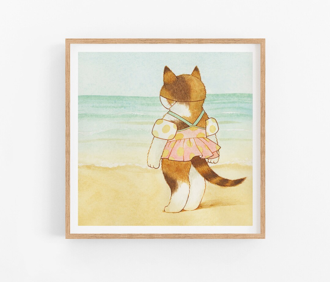 Summer Holiday, Cat Artwork, Illustration Cat, Kids Room Decor ...