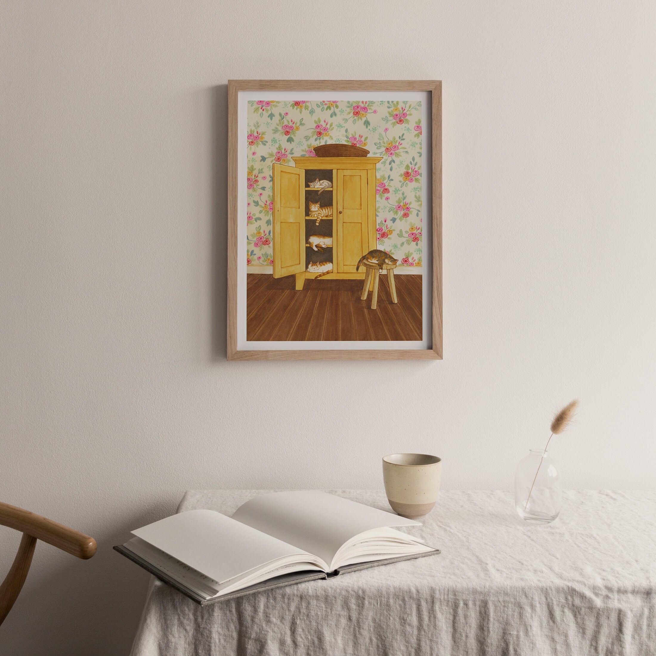 Printable Cat Artwork / Floral Illustration / Illustration Print ...