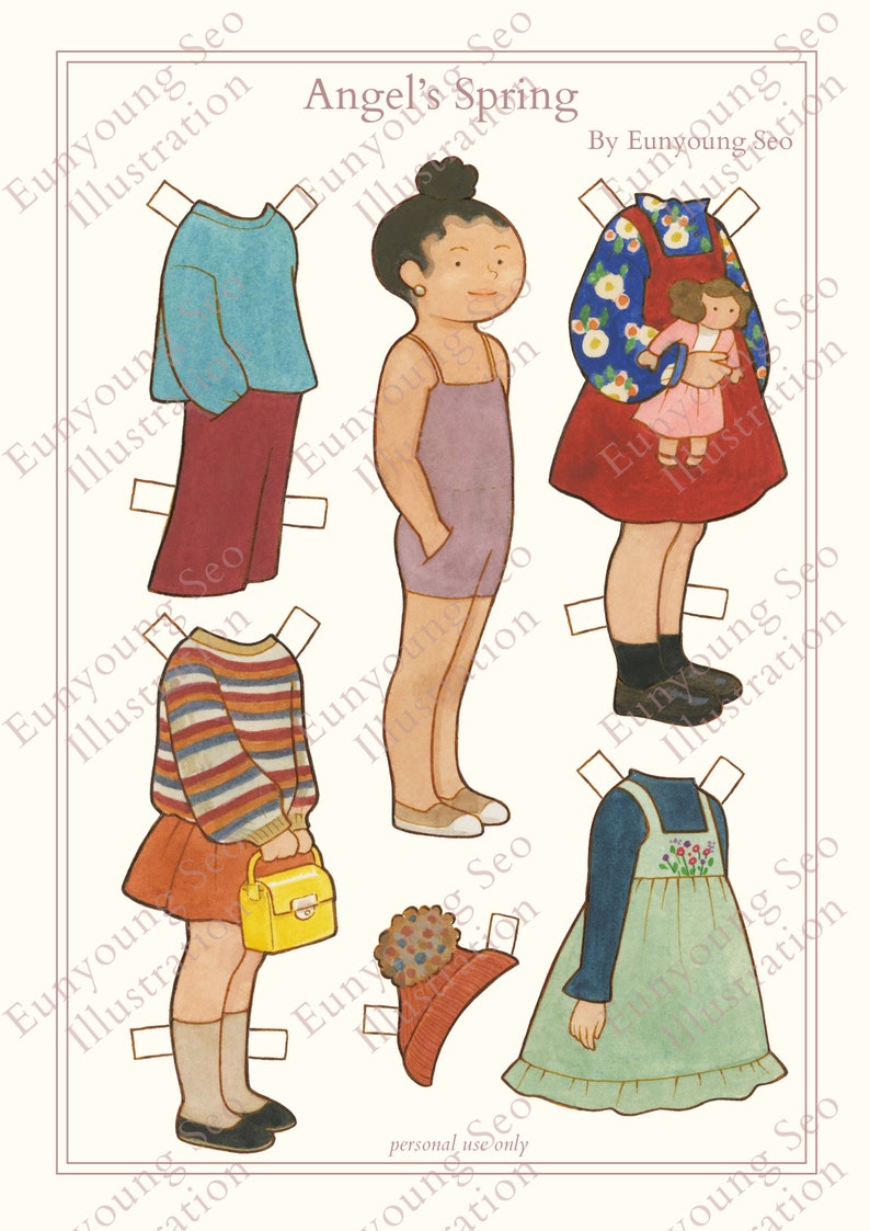 Printable Paper Doll / Angels Spring / A4 / Digital Download | Etsy