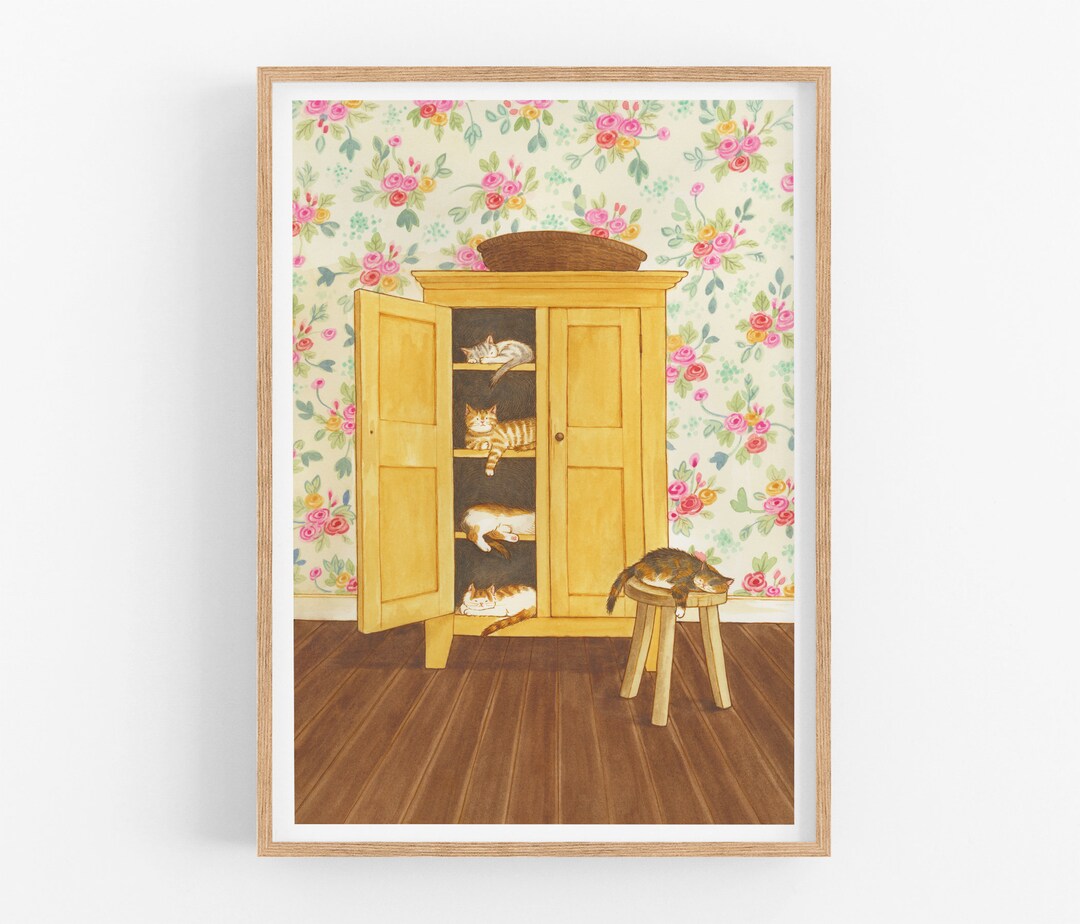 Printable Cat Artwork / Floral Illustration / Illustration Print ...