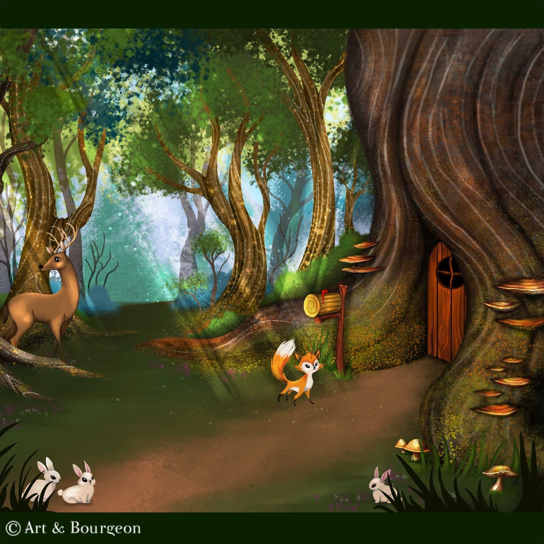 Green Forest Poster, Nature Art Print for Rustic Home Decor - Etsy