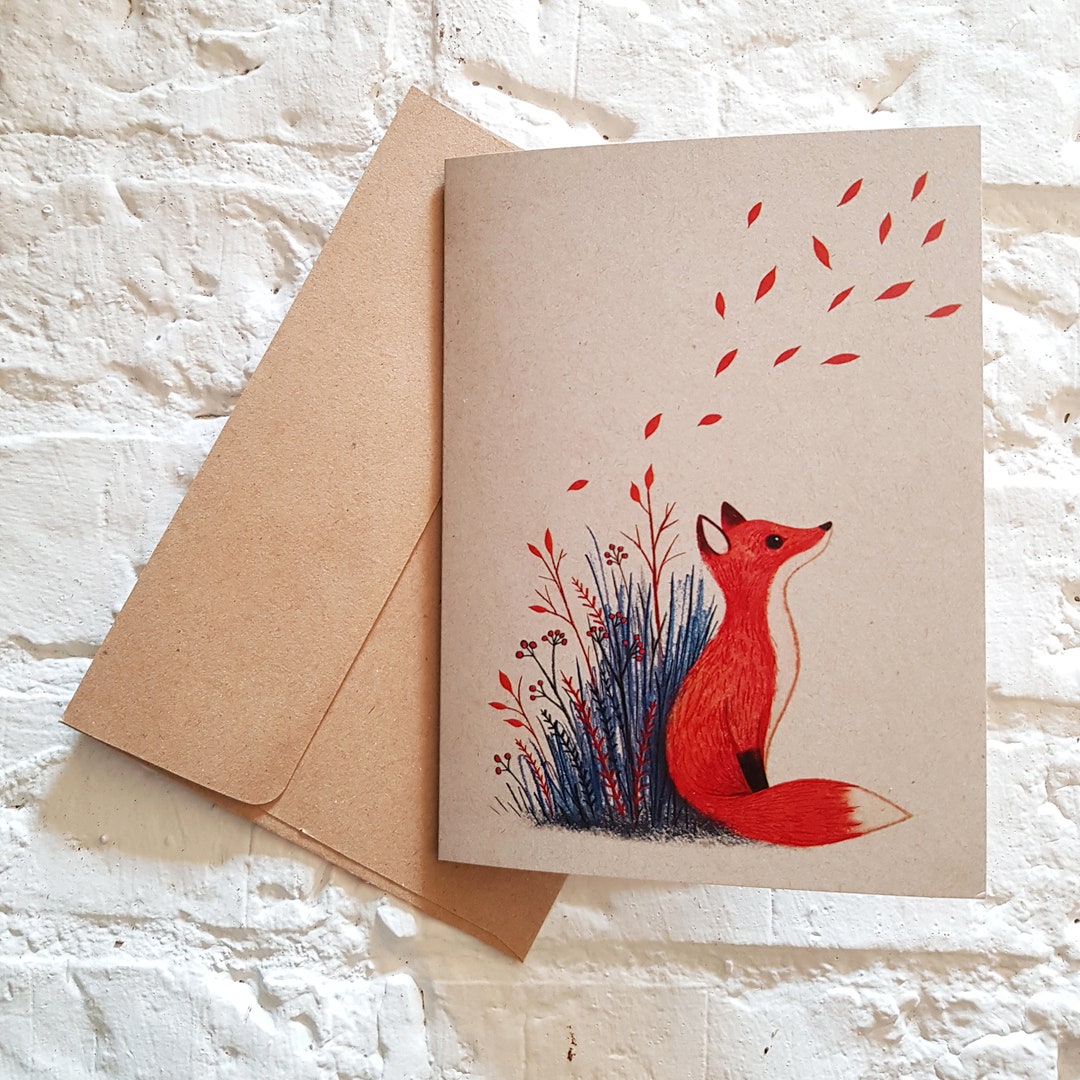 Fox Greeting Cards Birthday Gift Thank You Card Autumn Gift Fall Lovers ...