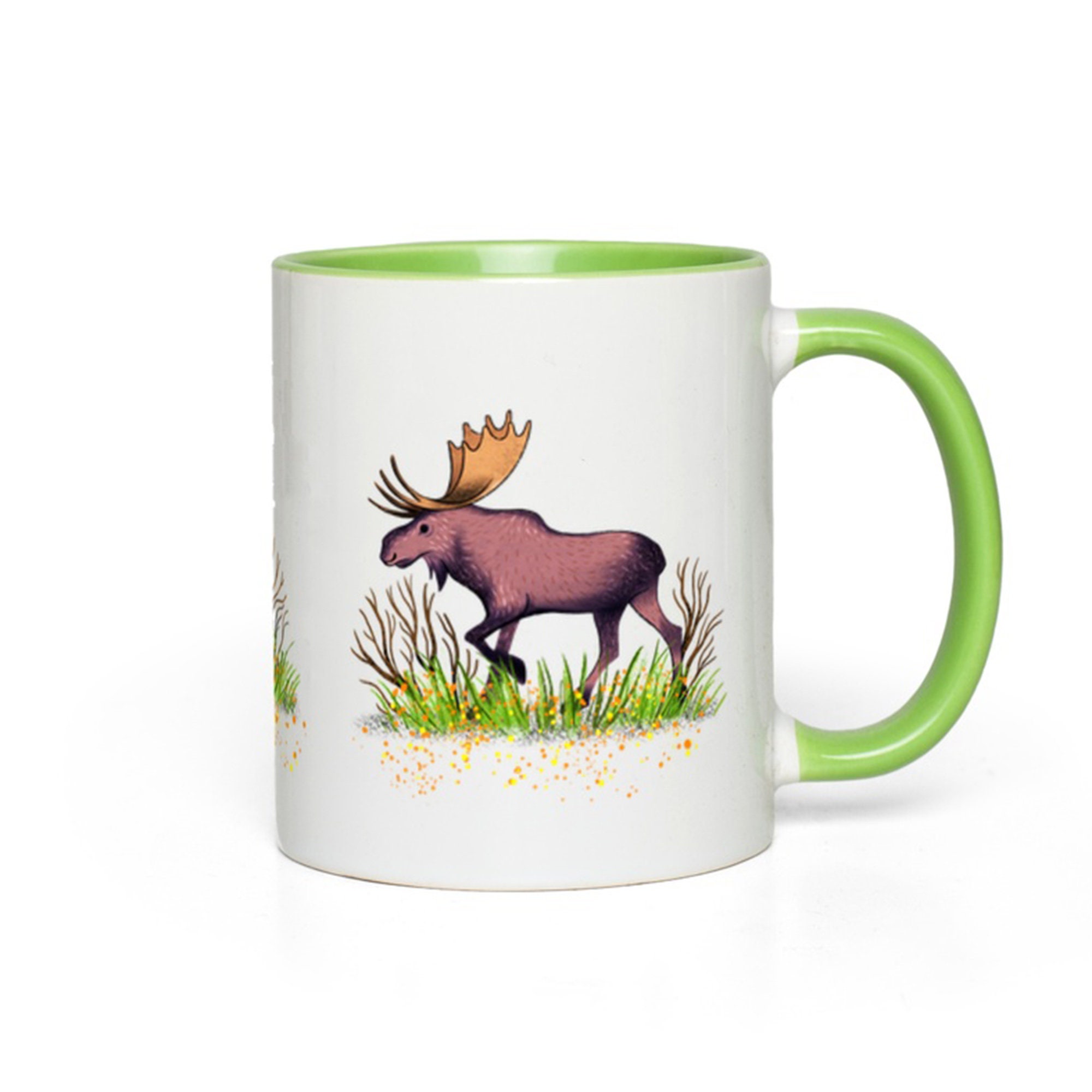 Moose Mug Green Rustic Coffee Mug With Wildlife Art for - Etsy