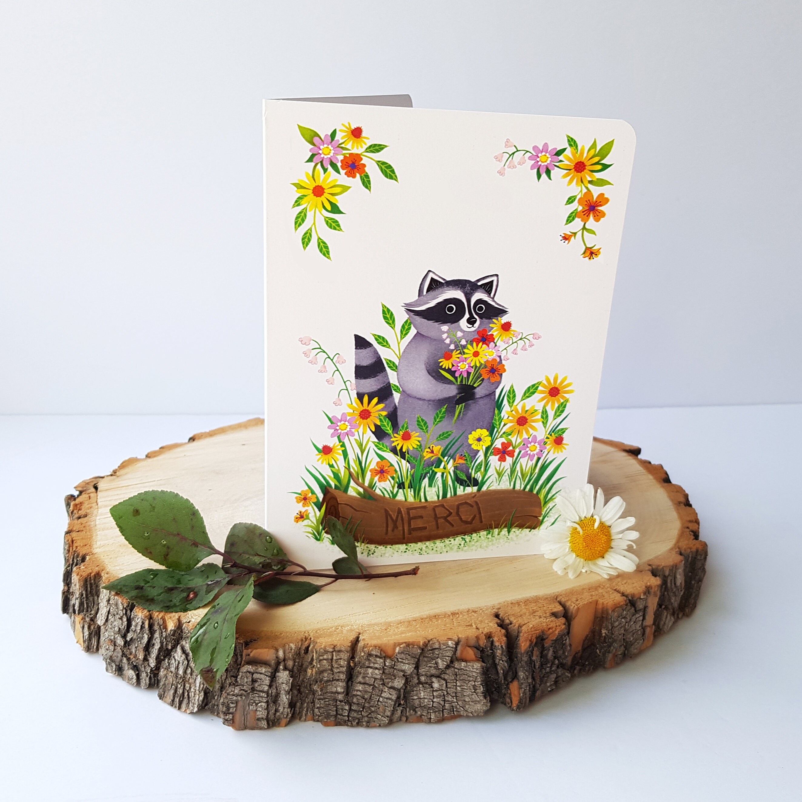 Raccoon Card Thank You Card Animal Lover Gift - Etsy Canada