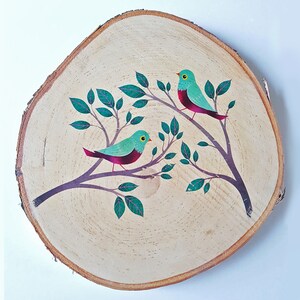 Wood Wall Art, Blue Birds Wood Slice Art - Etsy