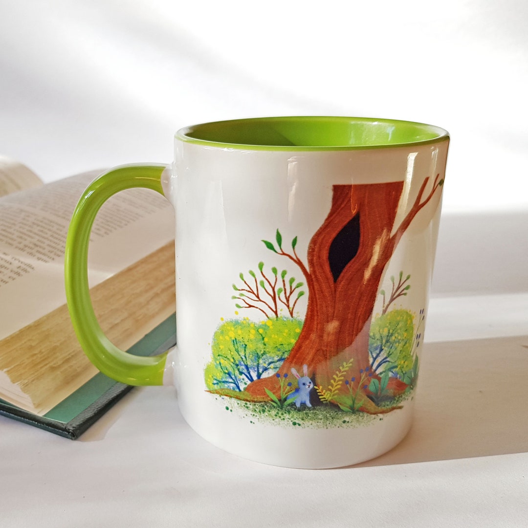 Green Forest Coffee Mug Illustrated Mug Nature Lover Gift - Etsy