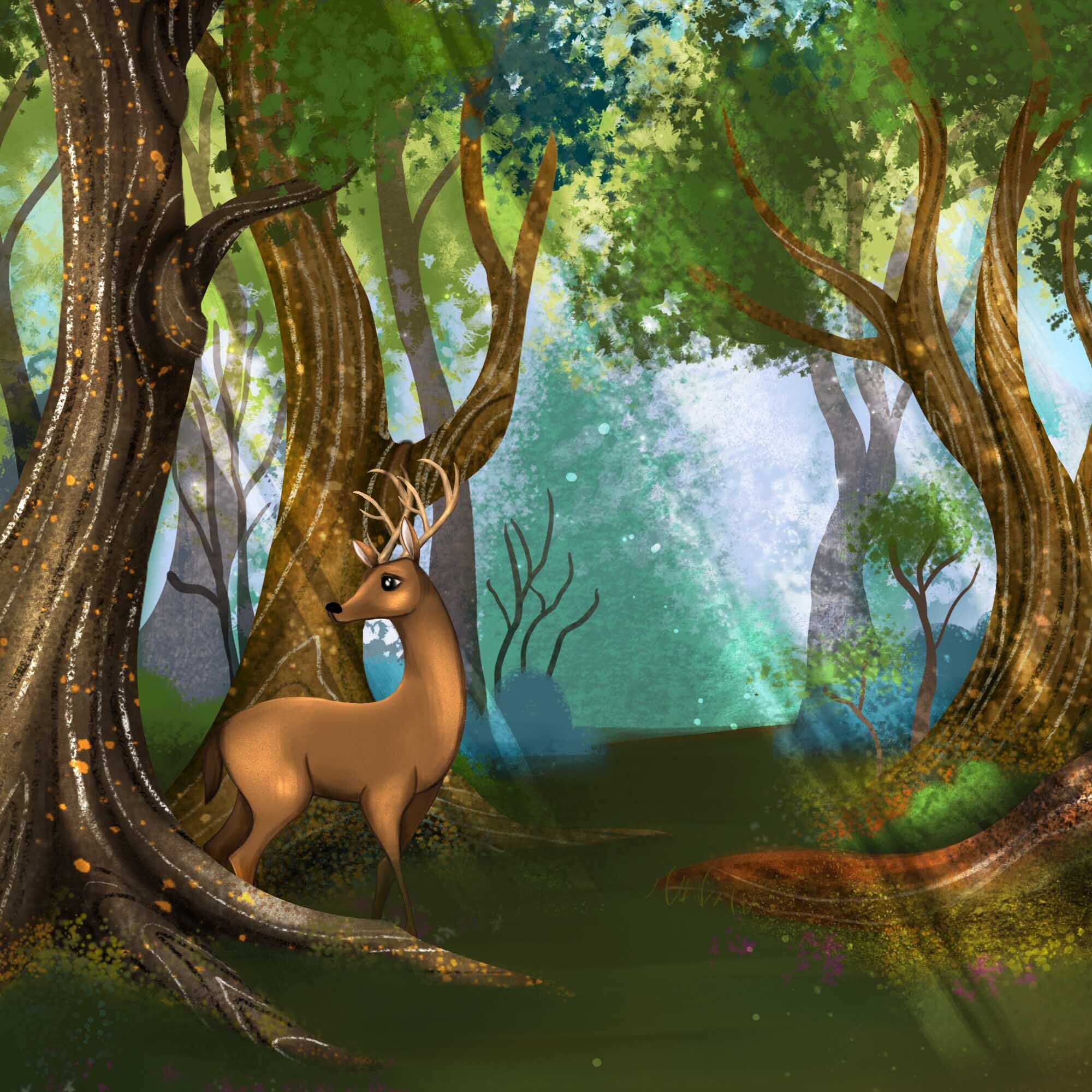 Green Forest Poster Nature Art Print for Rustic Home Decor | Etsy