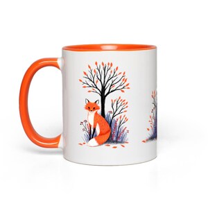 Autumn Fox Mug Orange Fall Mug With a Cute Fox Illustration Animal Art ...