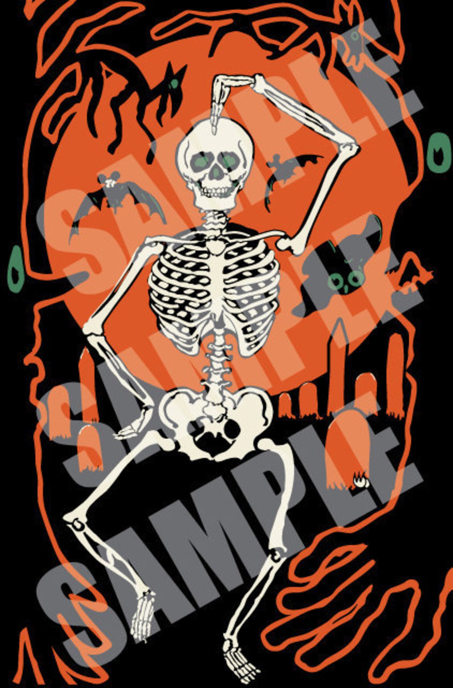 Vintage Halloween Digital Image. 1930s Skeleton in Graveyard. 300dpi - Etsy