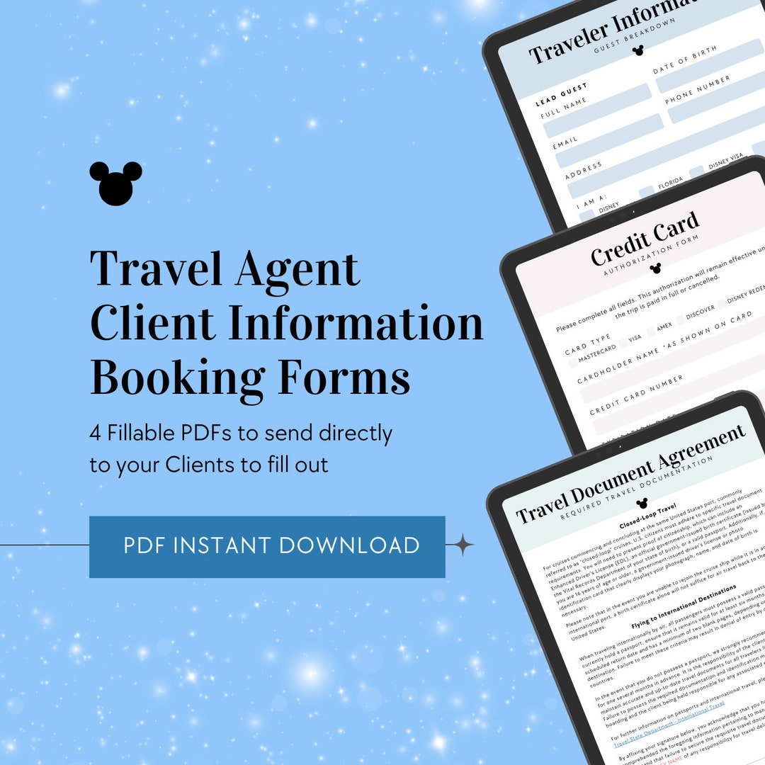 WDW Travel Agent Client Booking Forms, WDW Travel Agent PDF Form ...
