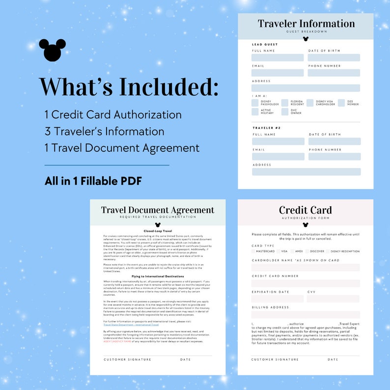 WDW Travel Agent Client Booking Forms, WDW Travel Agent PDF Form ...