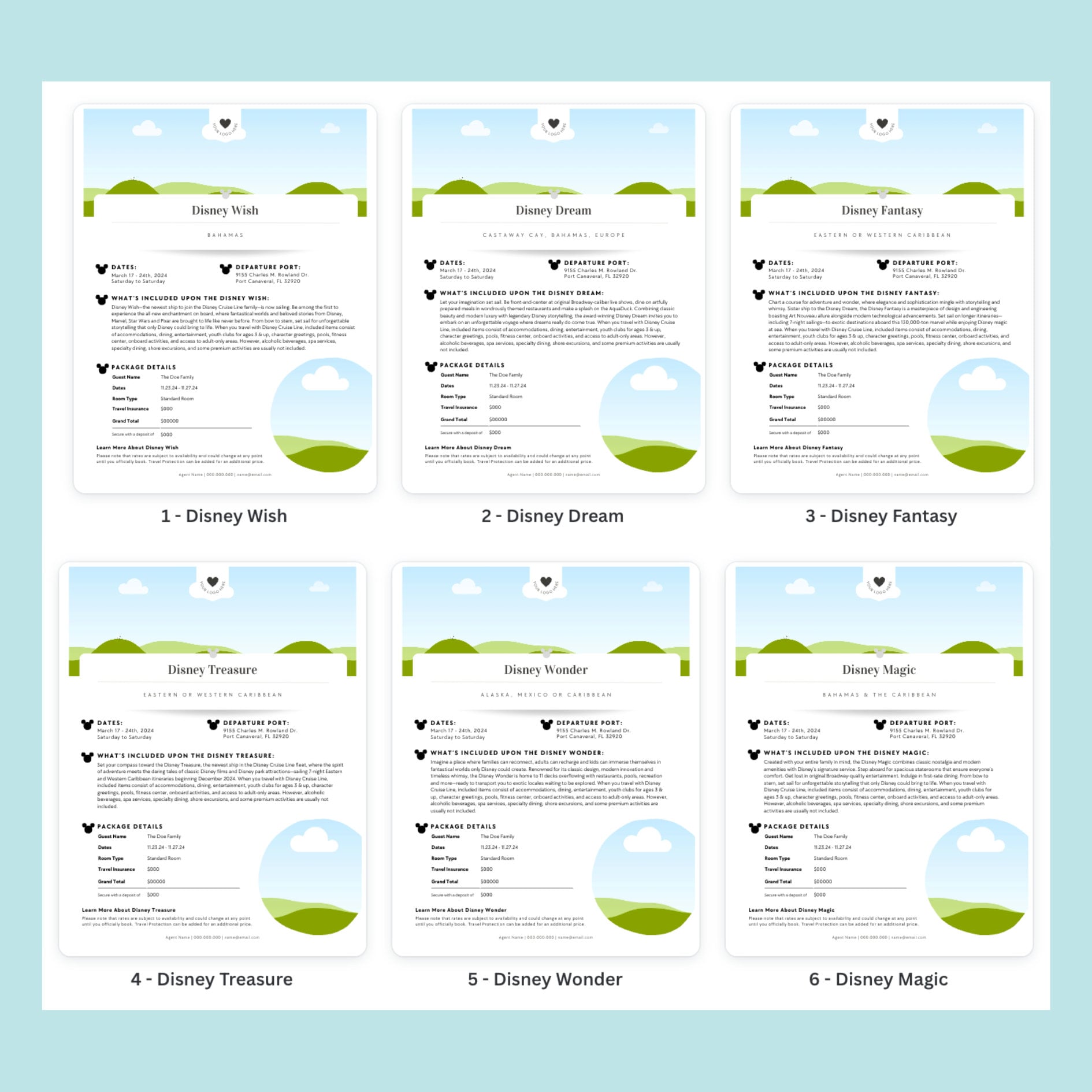 DCL Travel Agent Client Ship Quote Cards Kit, DCL Travel Agent ...