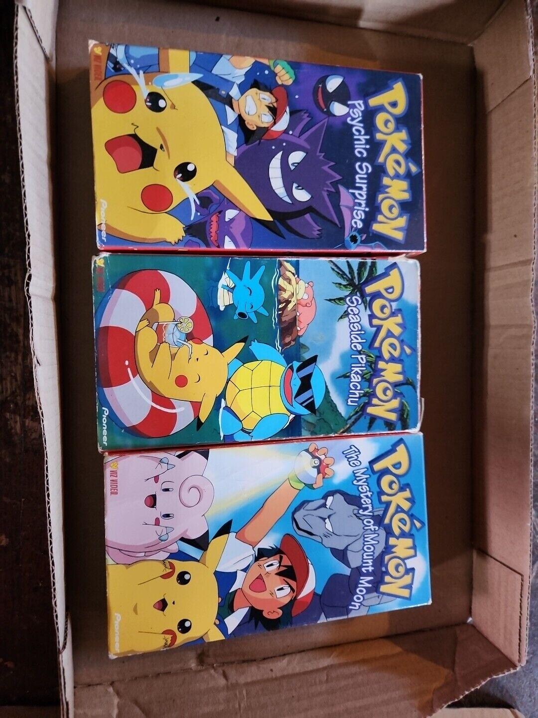 Pokemon VHS Tapes Videos 1997 Lot of 3 Charizard Physhic Moon Mystery ...