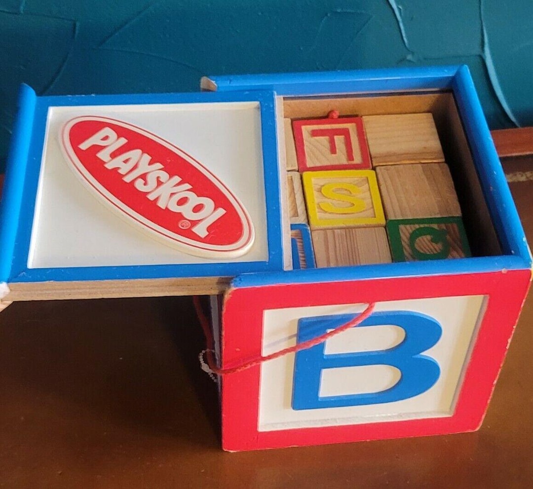 Playskool Wooden Parquetry Blocks Vintage Full Set With Box 27 Blocks ...