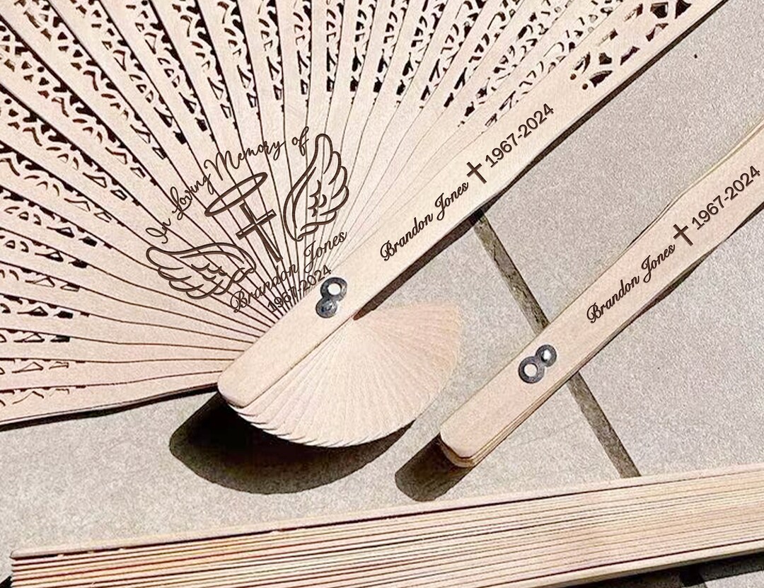 Personalized Sandalwood Funeral Fans: Memorial Celebration of Life ...