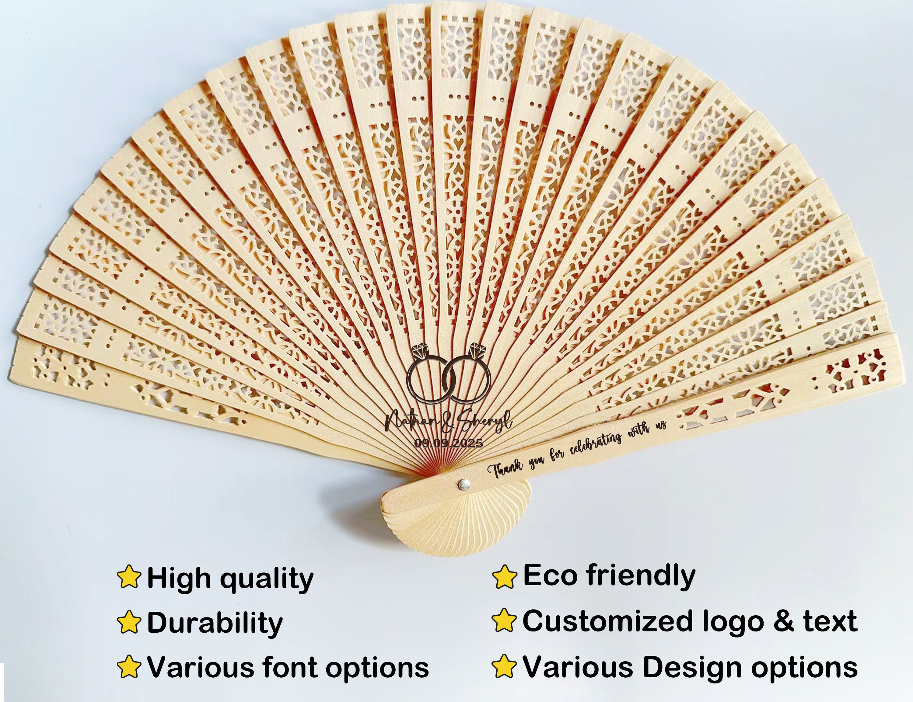 Personalized Wedding Fans Set Wedding Fans in Bulk Custom Rustic Fans ...