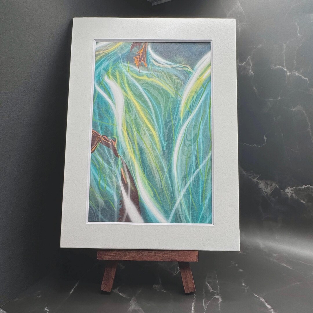 Leaf Linework Abstract Art Print 4x6 Print Ready to Frame With 5x7 Mat ...