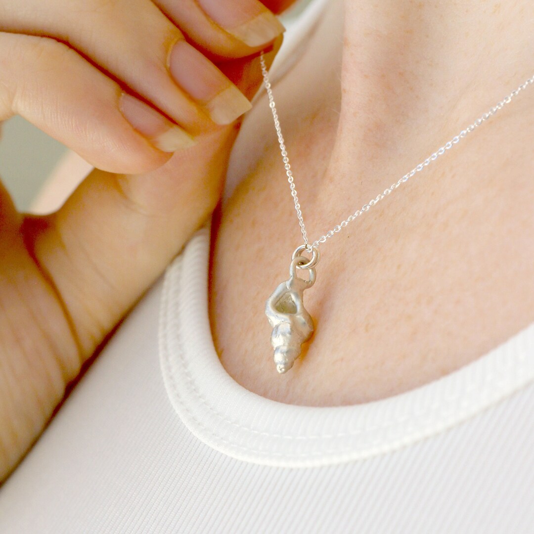 Conch Silver Shell Necklace, 16 Inch 40cm Chain, One of a Kind Ocean ...
