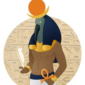 Egyptian God Djehuty (thoth) Digital Art Glossy Print - Etsy