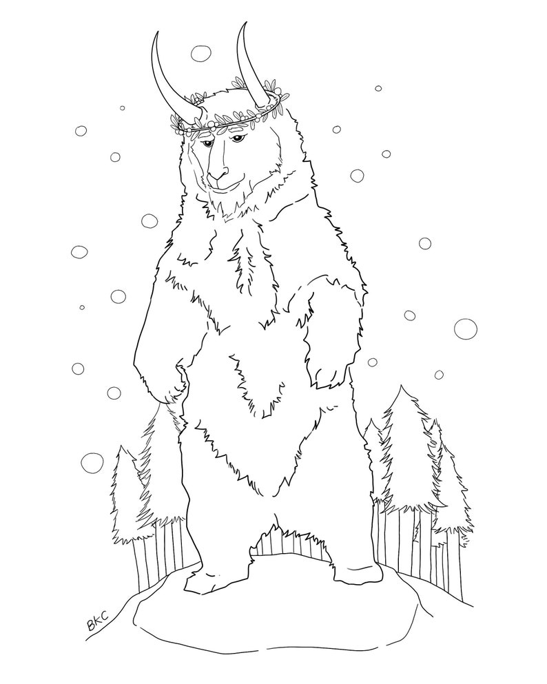 Holiday Yeti Coloring Page (coloring Book Pages for Adults and Kids ...