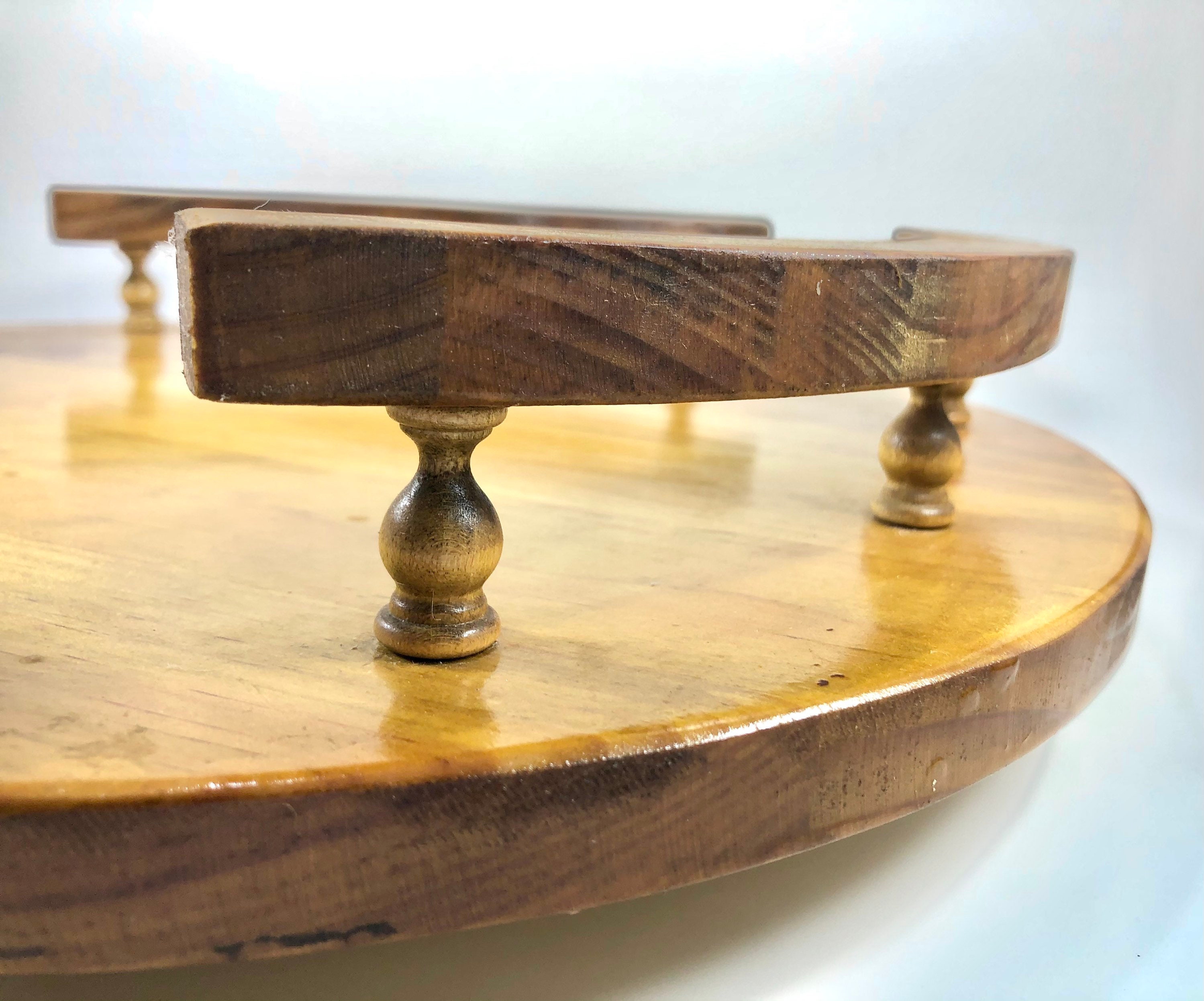 Vintage Wooden Circular Lazy Susan Retro Kitchen 80s Table Home ...